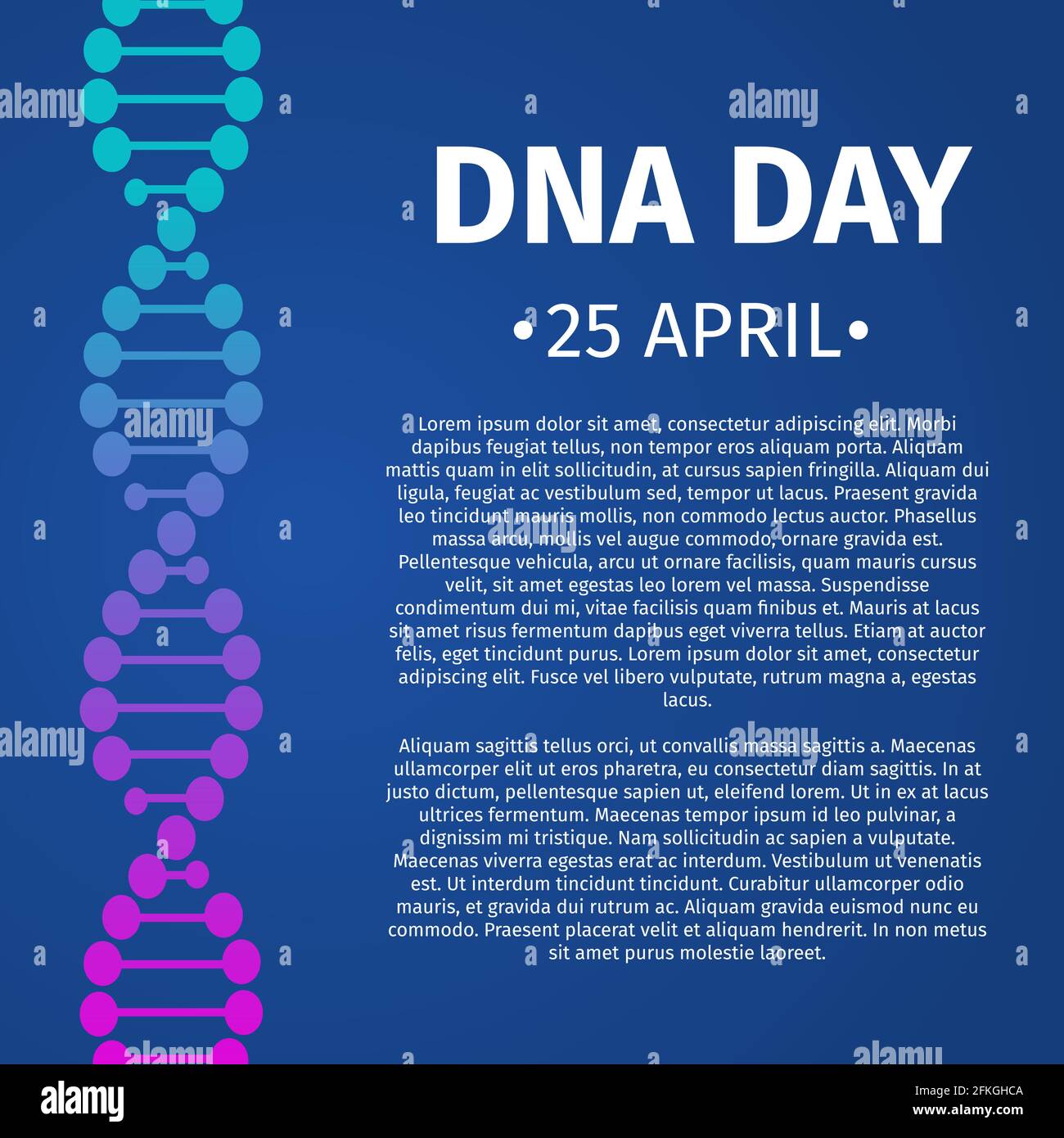 DNA day typography poster. Neon helix of human DNA molecule. Science ...