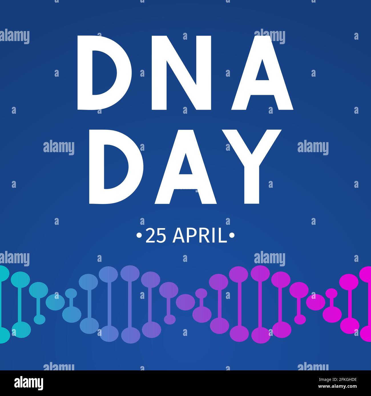 DNA day typography poster. Neon helix of human DNA molecule. Science ...
