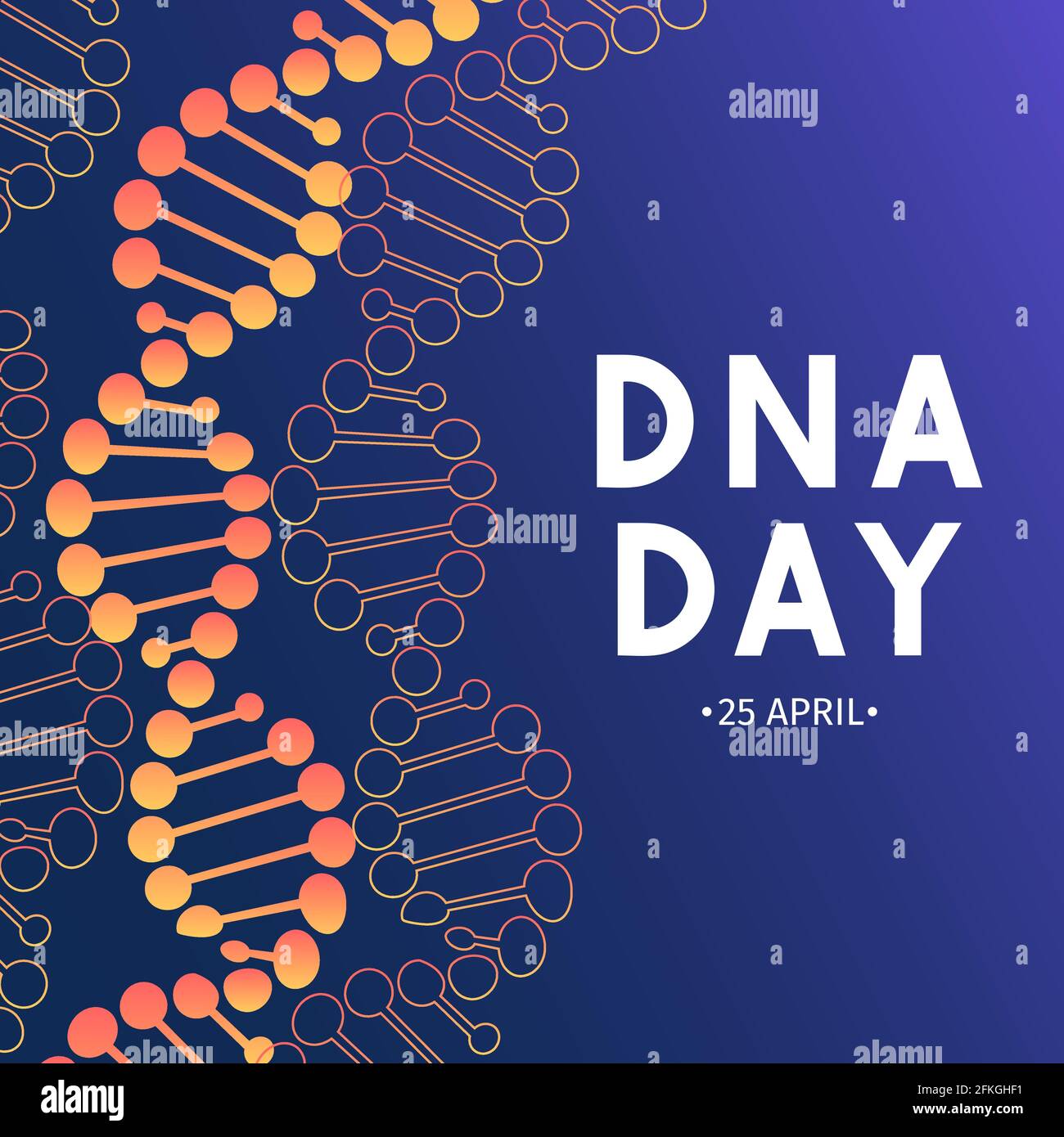 Neon helix of human DNA molecule. DNA day typography poster. Science ...