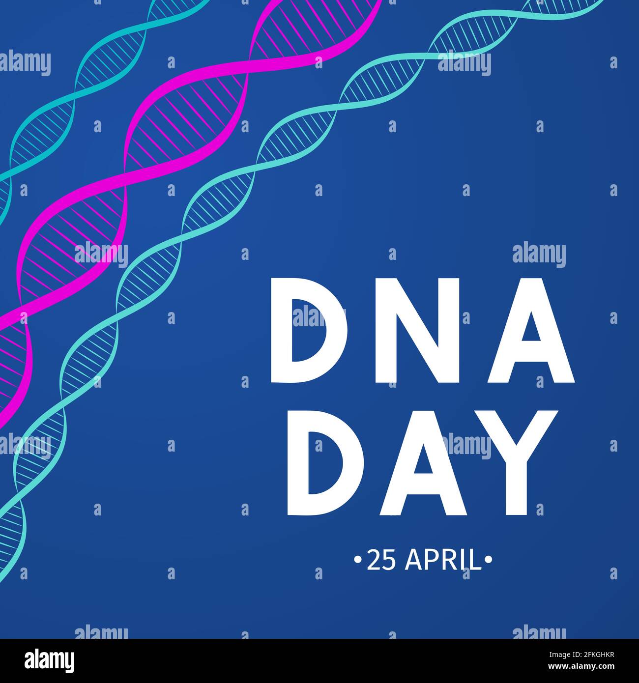 DNA day typography poster. Neon helix of human DNA molecule. Science ...