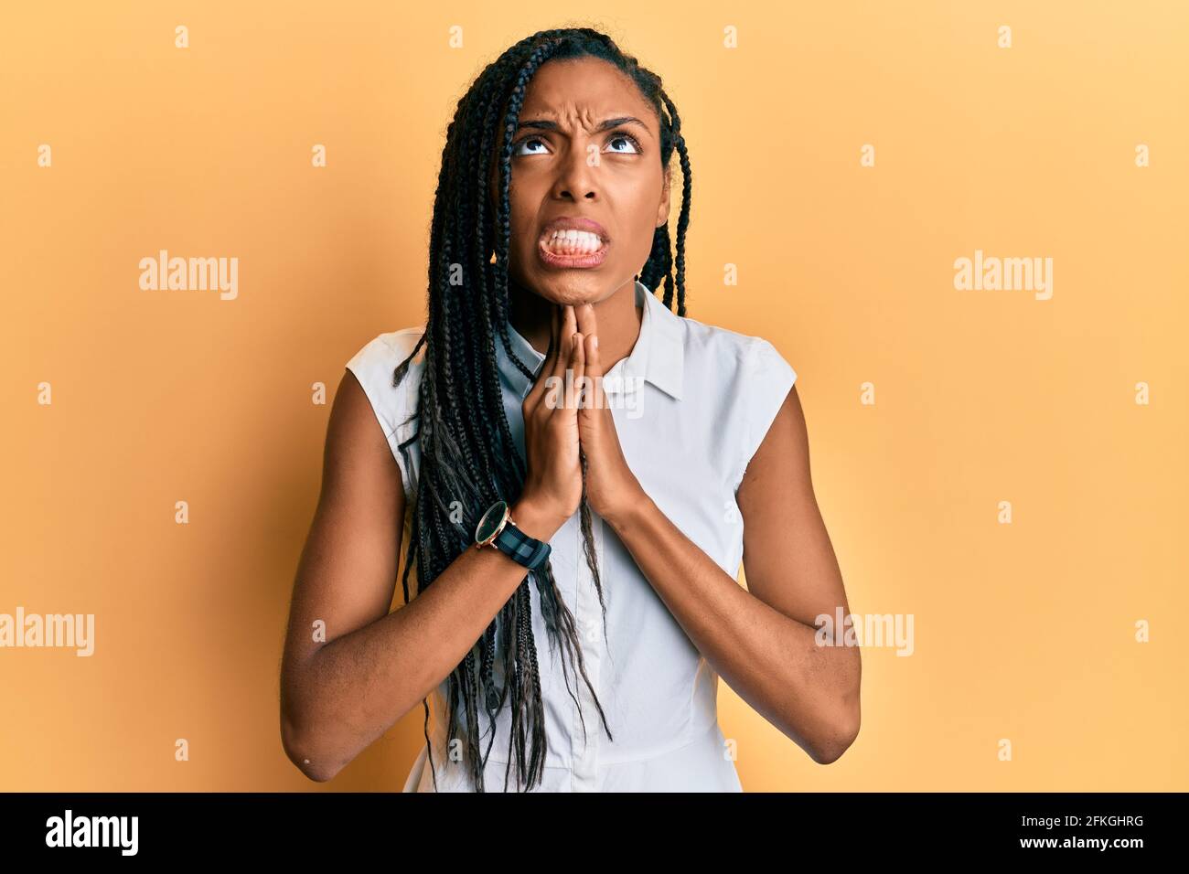 African american woman wearing casual clothes begging and praying with ...