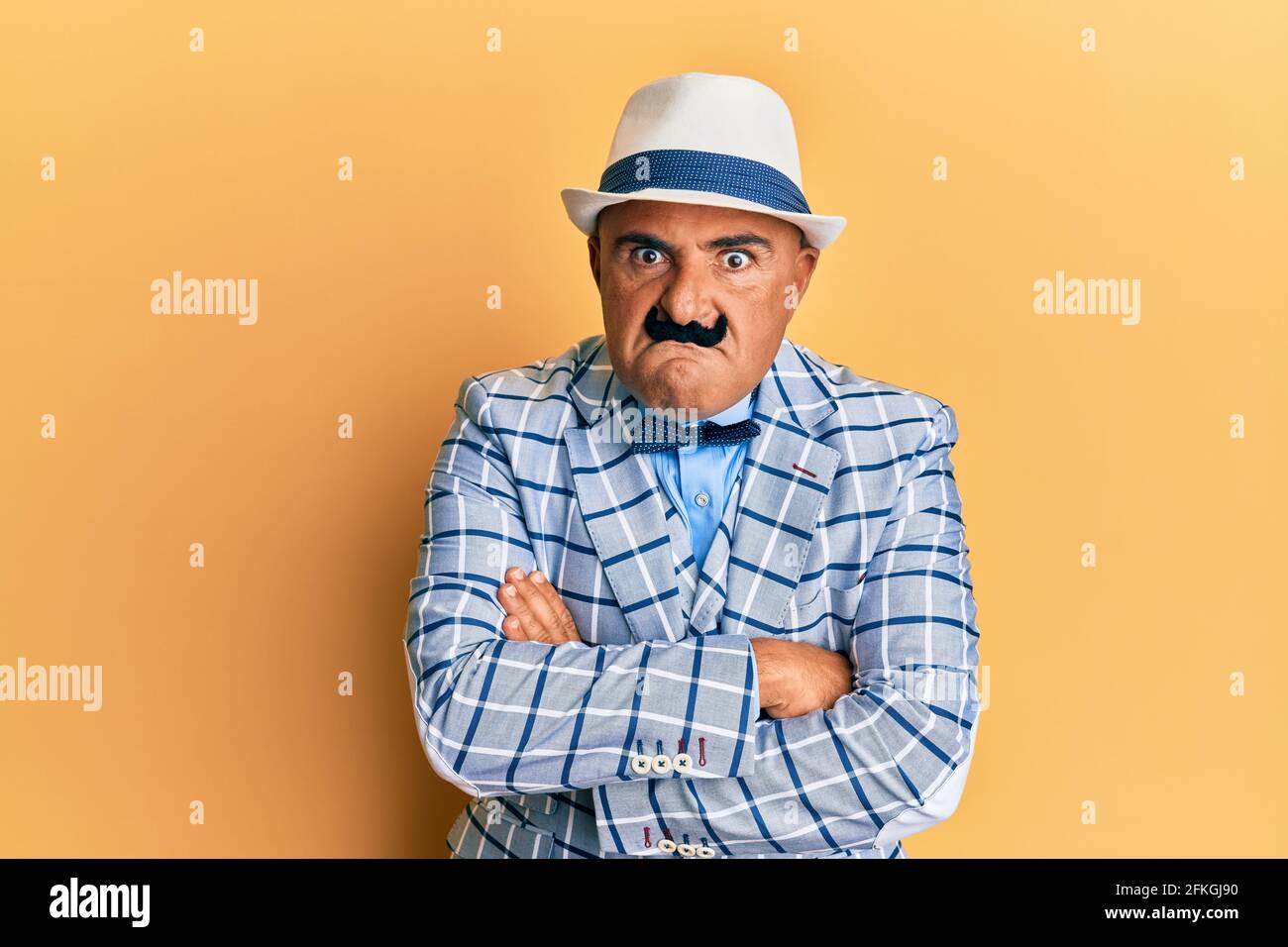 Mature middle east man with mustache wearing vintage and elegant ...