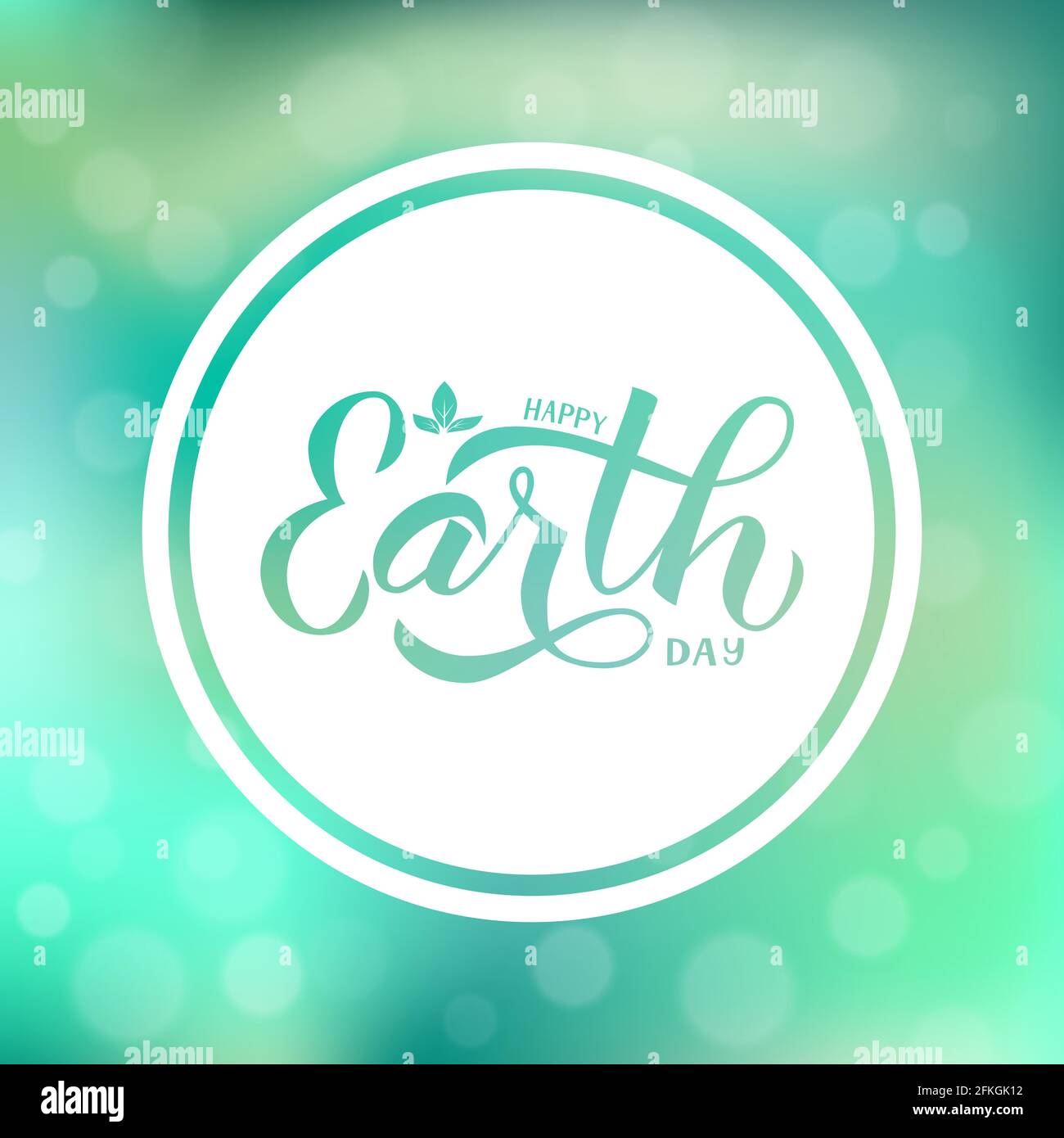 Happy Earth Day calligraphy hand lettering with leaves on green ...