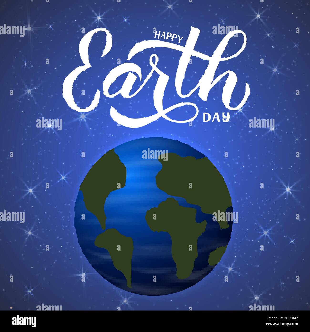 Happy Earth Day calligraphy hand lettering. Planet in space. Easy to ...