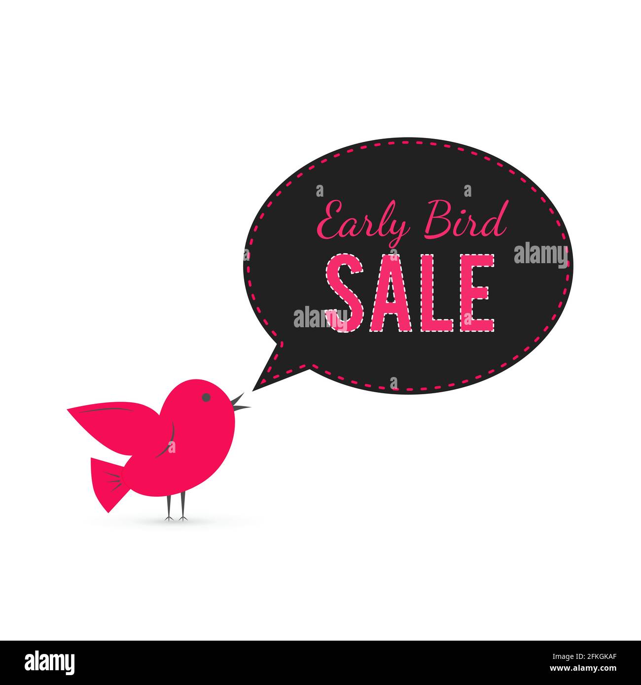 Early Bird sale banner. Cute cartoon bird with speech bubble. Special ...