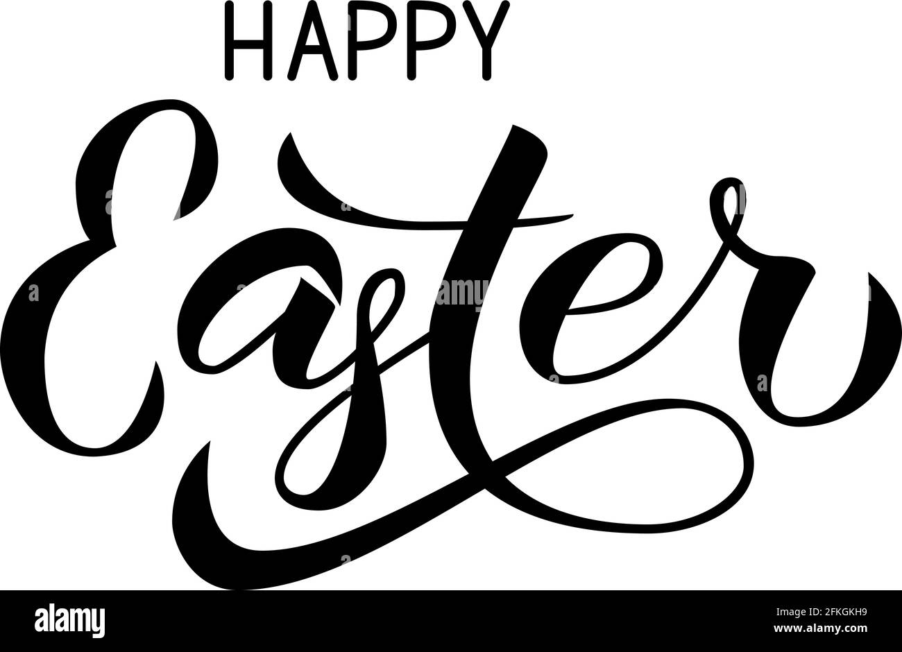 Happy Easter calligraphy hand lettering isolated on white. Easter celebration typography poster ...