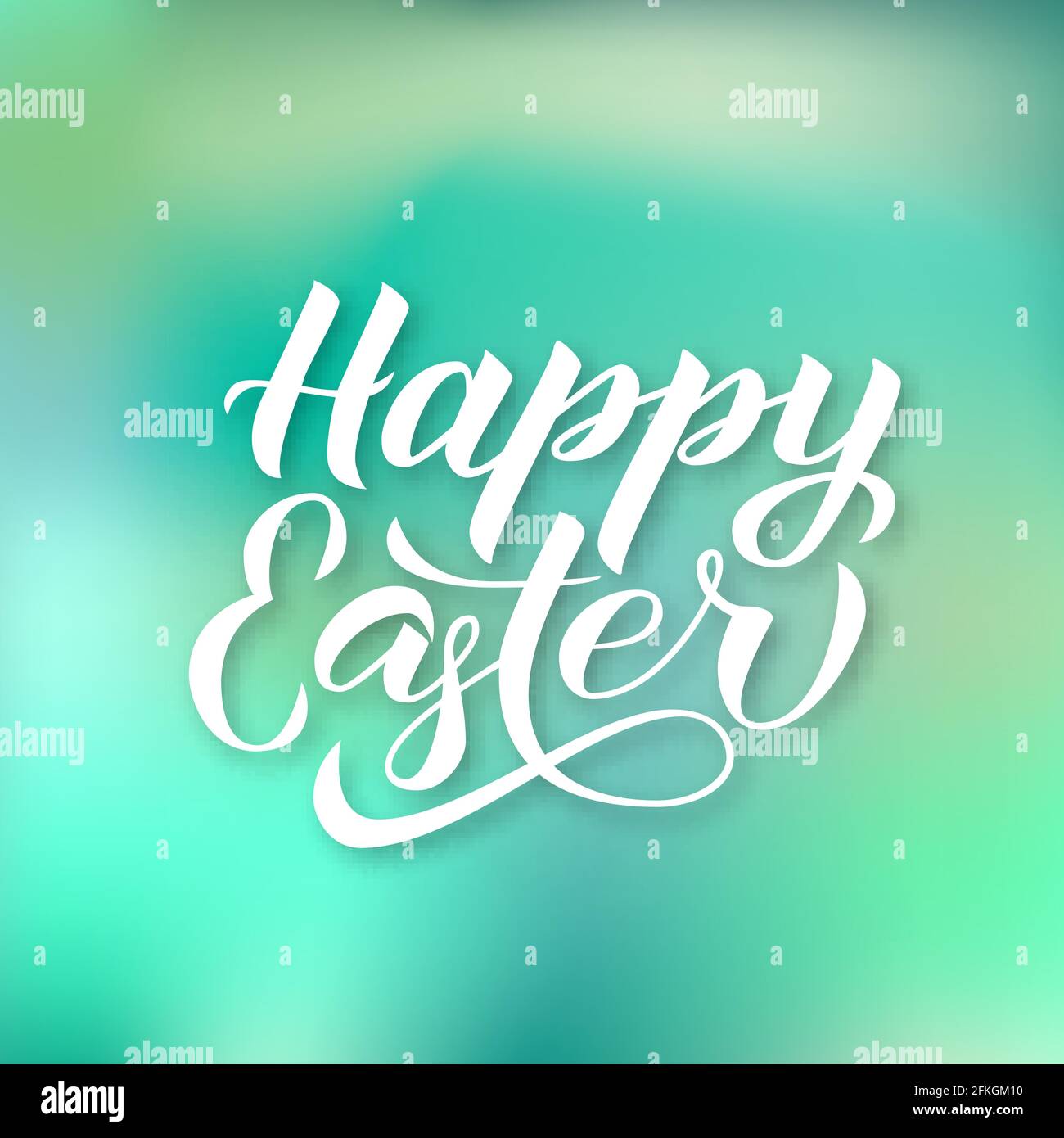 Happy Easter calligraphy hand lettering on green gradient background ...