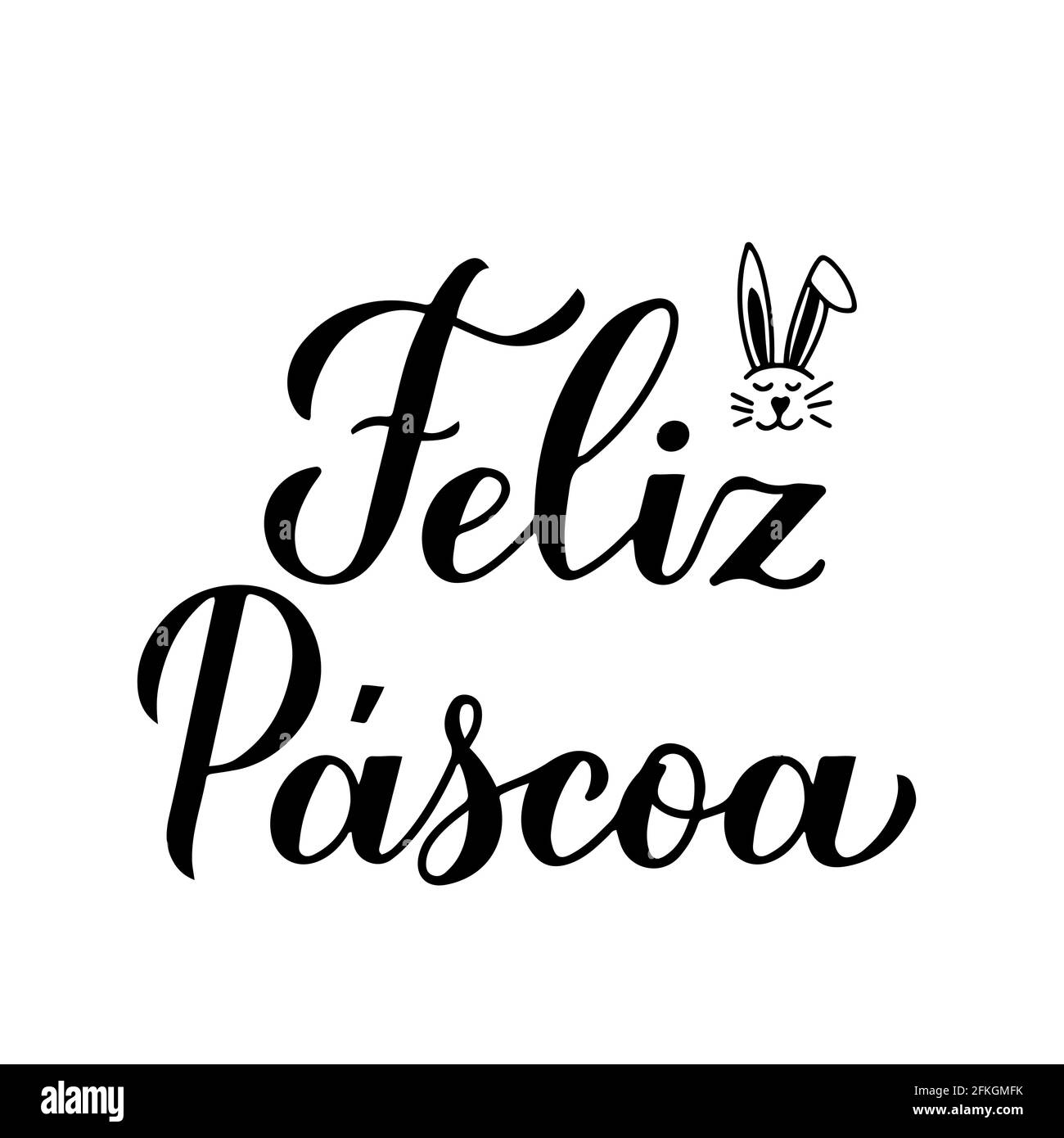 Happy Easter calligraphy hand lettering in Portuguese language with ...