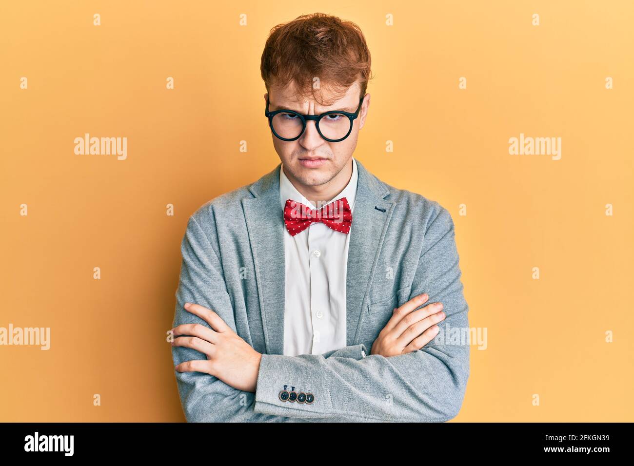 Young caucasian nerd man wearing glasses wearing hipster elegant look ...