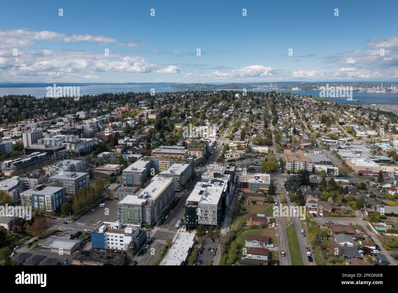 Aerial view of West Seattle looking north from the Alaska Junction ...