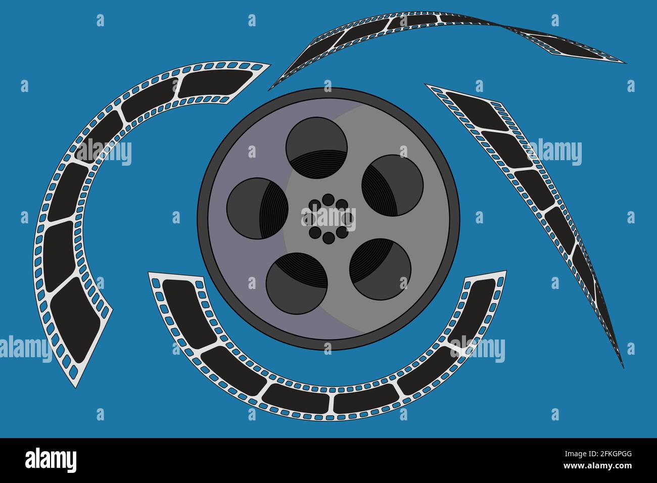 Film reel and film strips vector illustration Stock Vector Image & Art ...