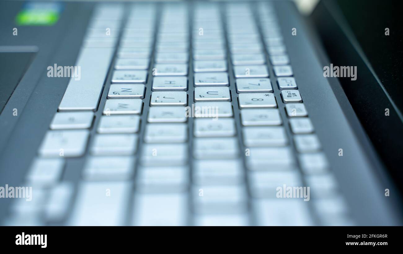 close up shot of laptop keyboard. working Stock Photo - Alamy
