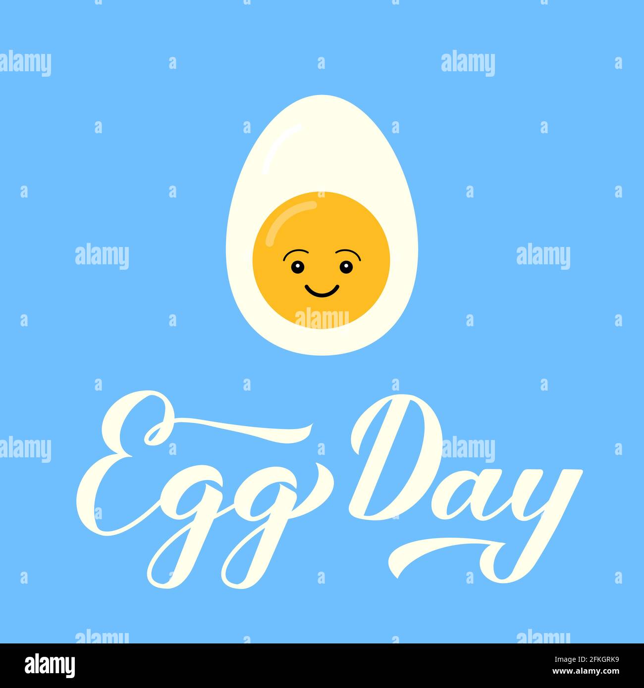 National Egg Day calligraphy hand lettering with cute cartoon character ...