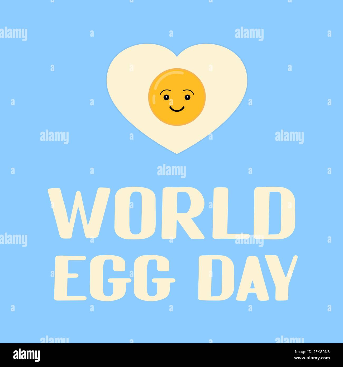 World Egg Day hand lettering with cute cartoon character. Funny ...
