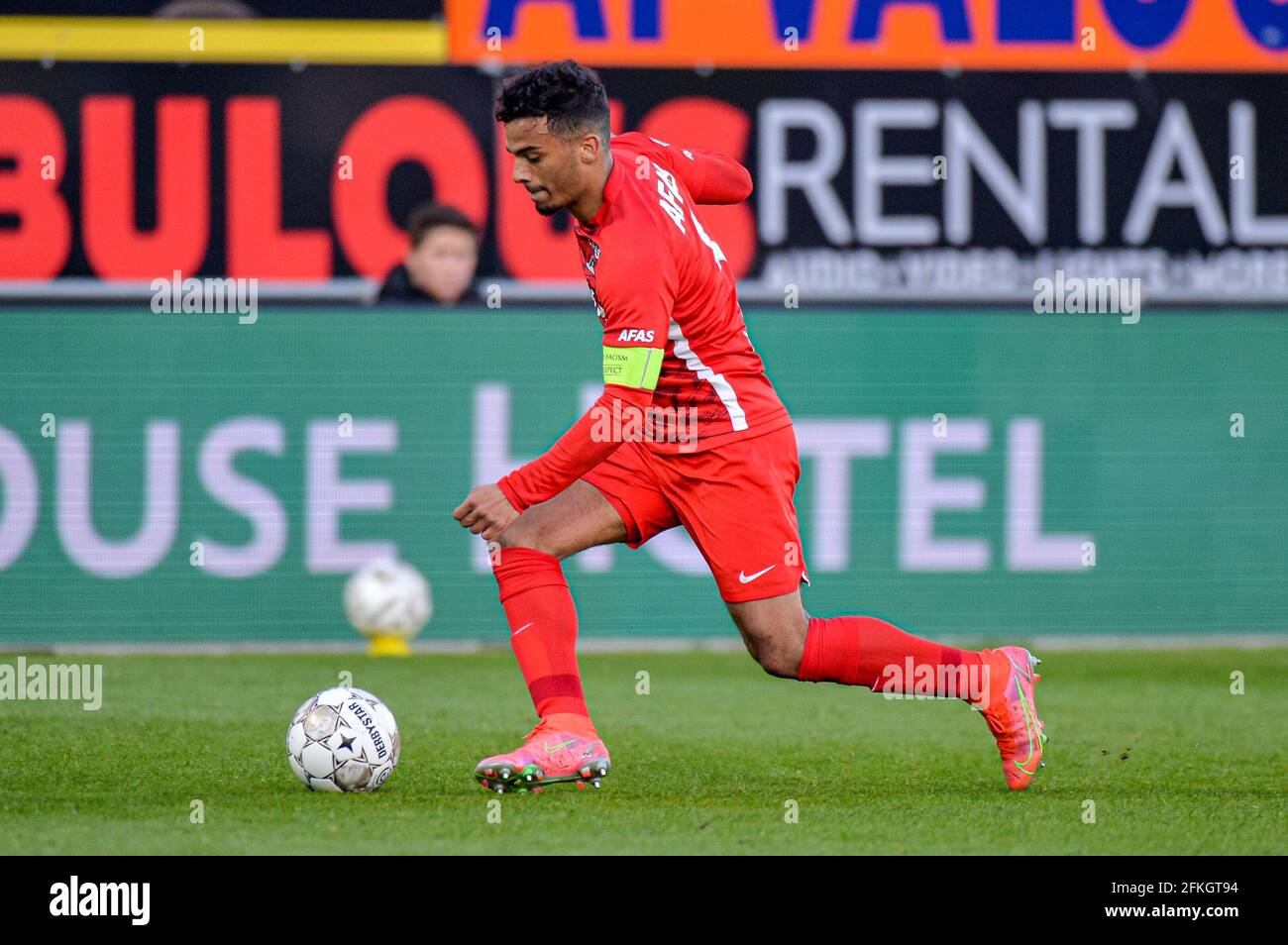 WAALWIJK, NETHERLANDS - MAY 1: Owen Wijndal of AZ during the Eredivisie match between RKC ...
