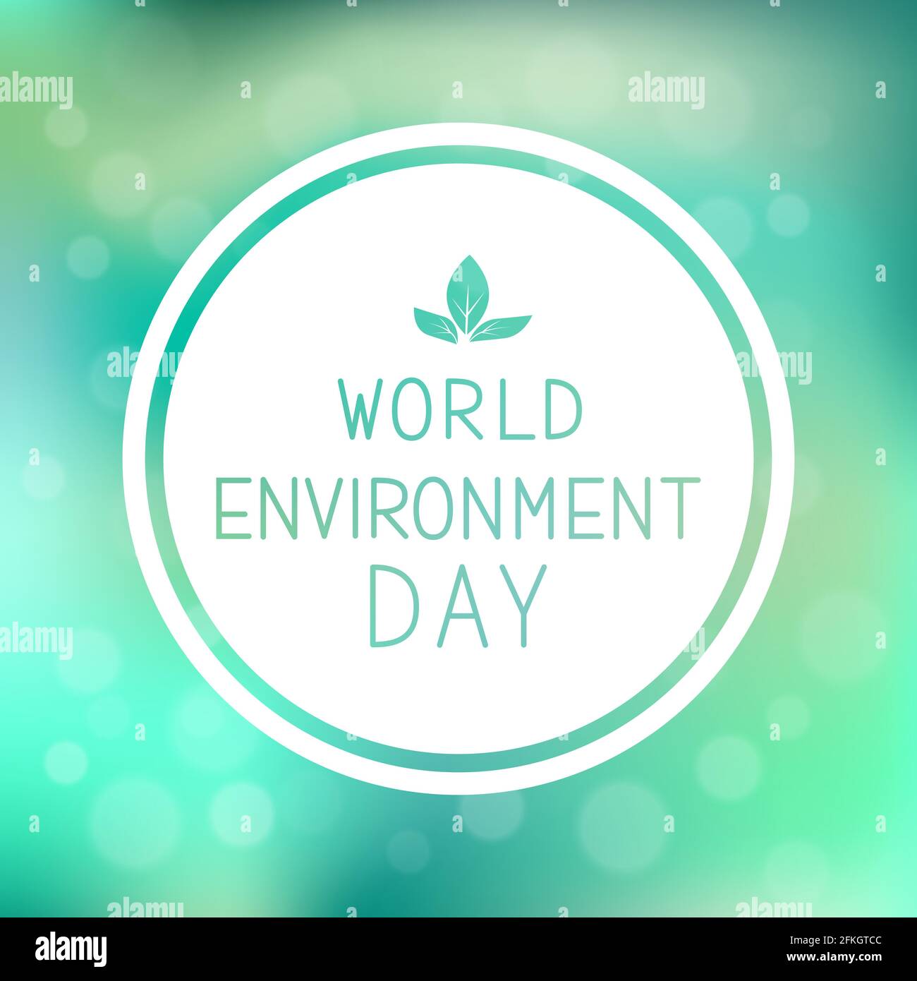 World Environment Day lettering with leaves and circle frame on green ...