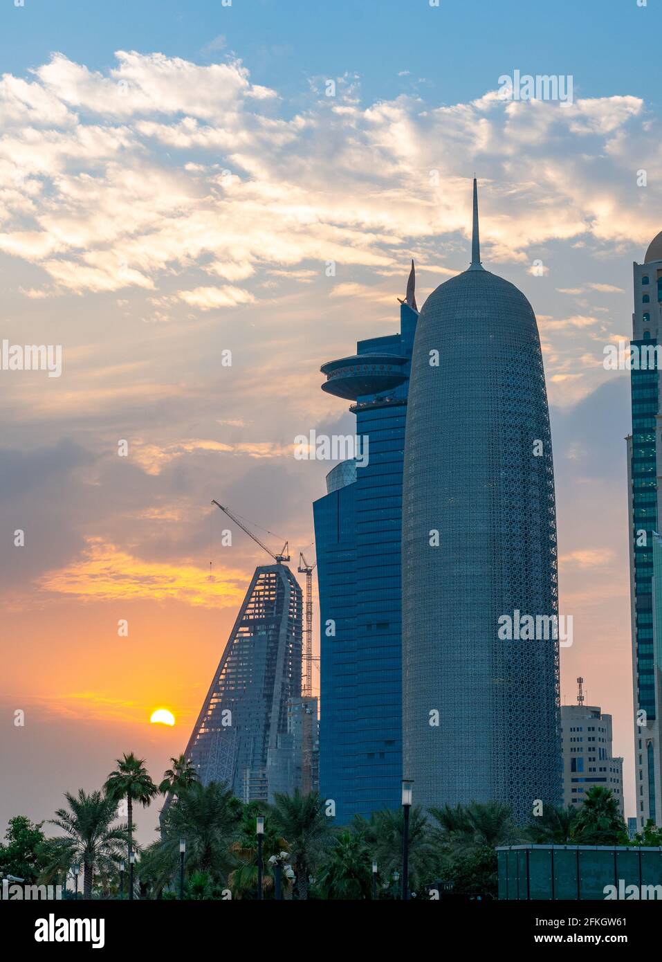 Qatar capital city Doha skyline with high rise buildings. selective ...