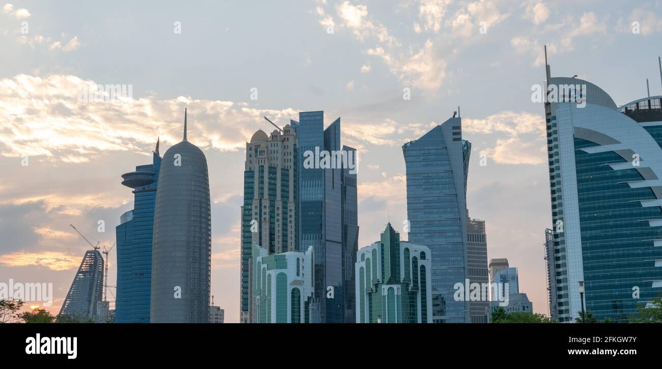Qatar capital city Doha skyline with high rise buildings Stock Photo ...