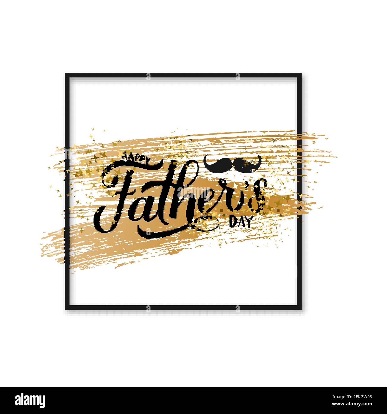 Happy Father s Day calligraphy hand lettering with mustache, gold brush ...