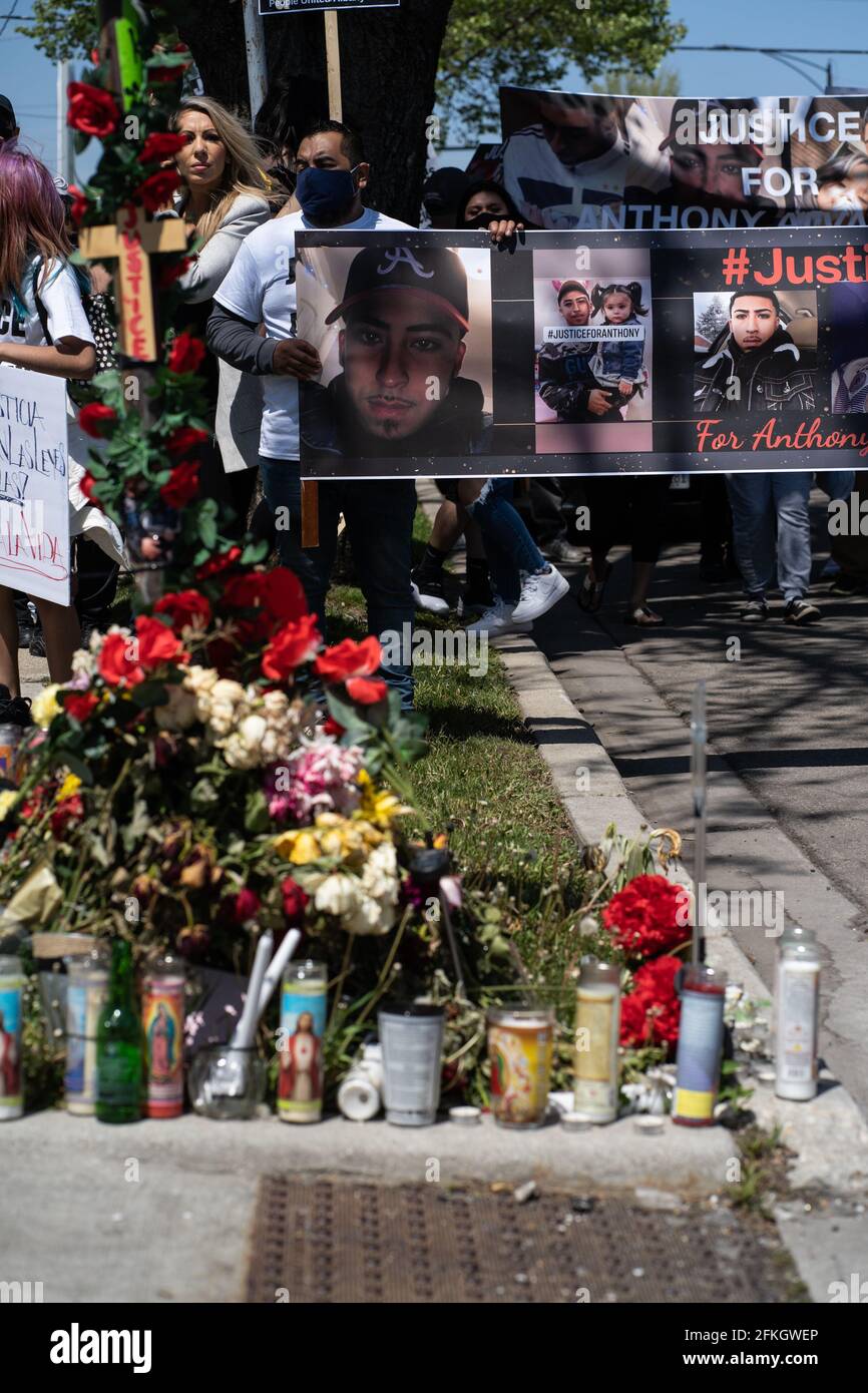 Chicago, IL on May 1, 2021. A memorial for 22-year-old Anthony Alvarez ...