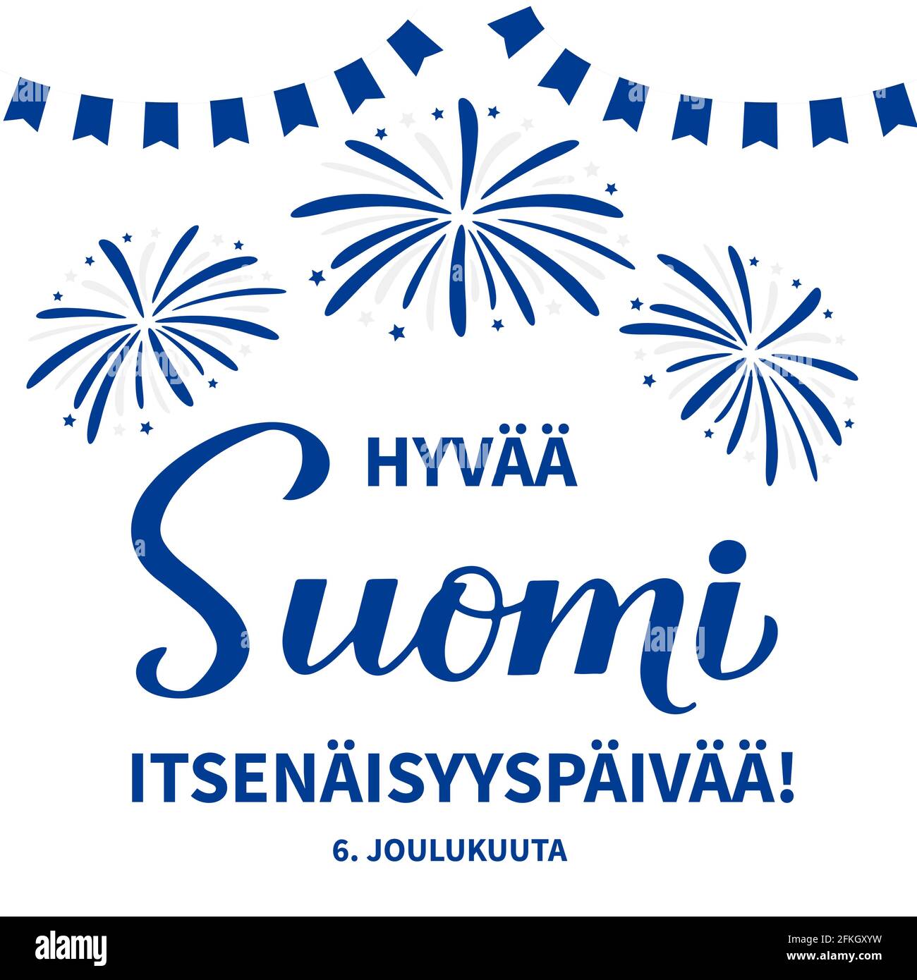Finland Independence Day calligraphy hand lettering with fireworks ...
