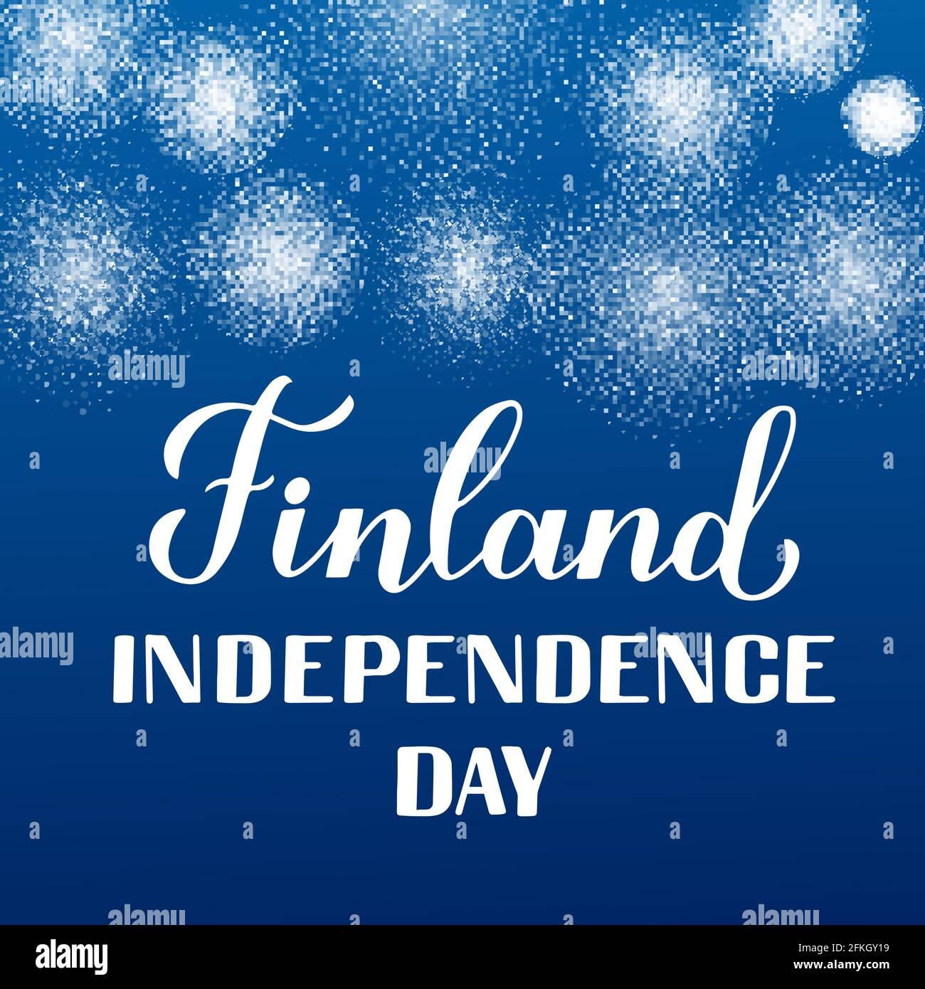 Finland Independence Day calligraphy hand lettering with fireworks ...