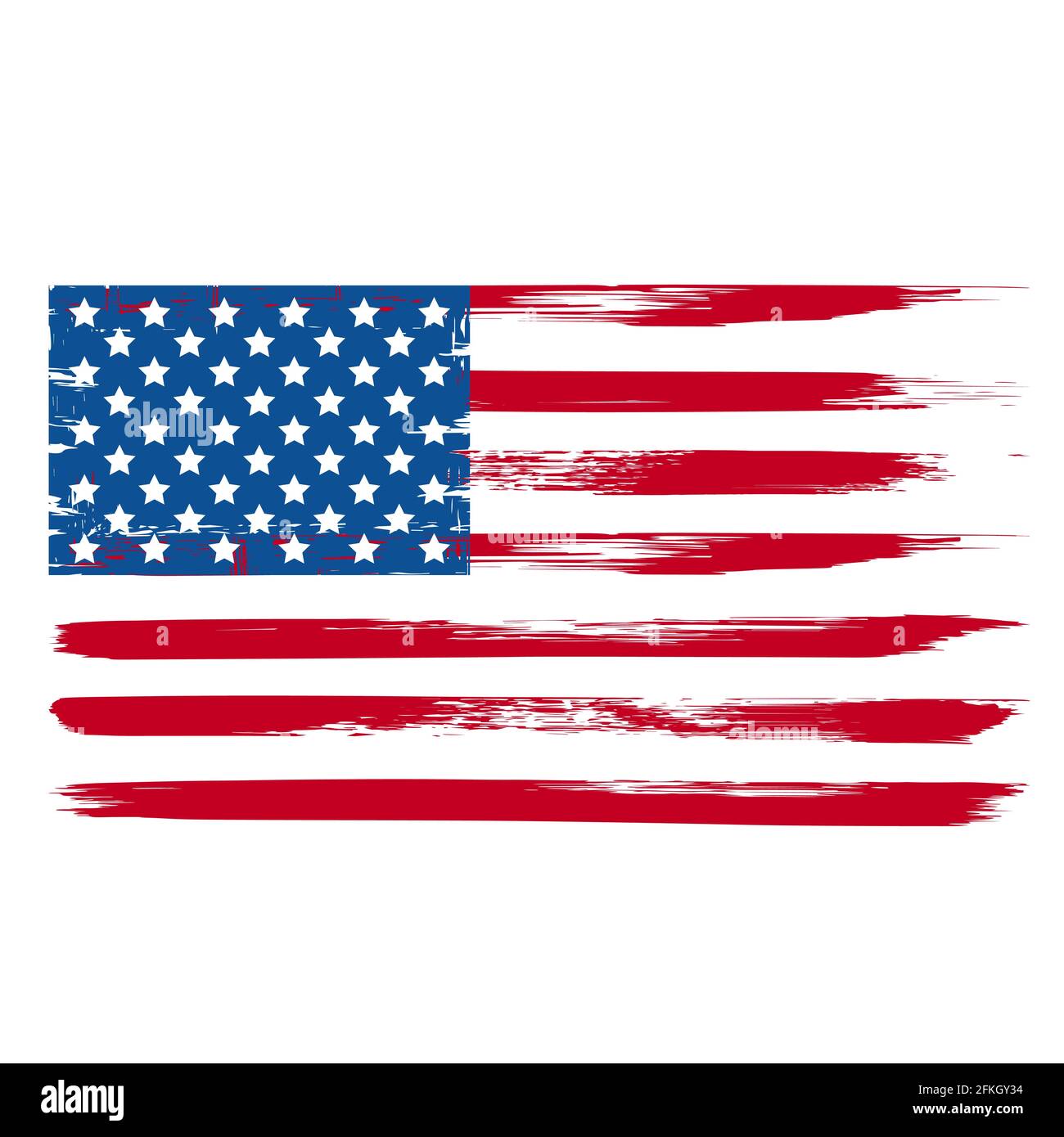 Grunge USA flag with brush stroke isolated on white. National symbol of ...