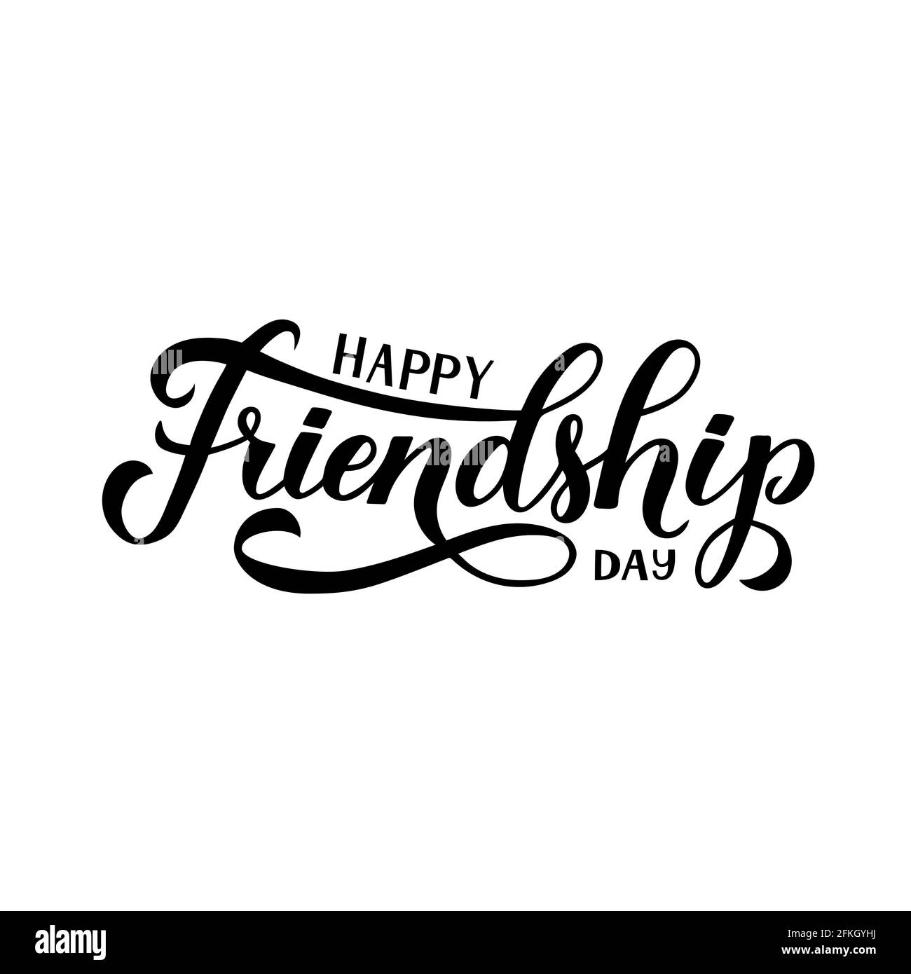 Happy Friendship Day calligraphy hand lettering isolated on white. Easy ...