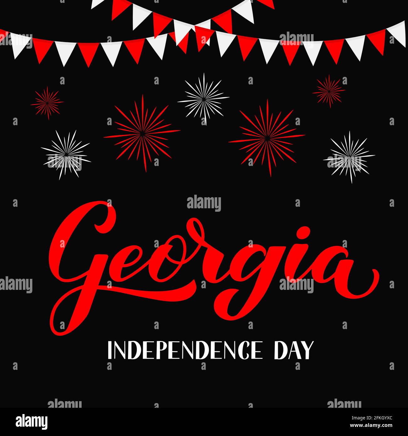 Georgia Independence day calligraphy hand lettering with flags and ...