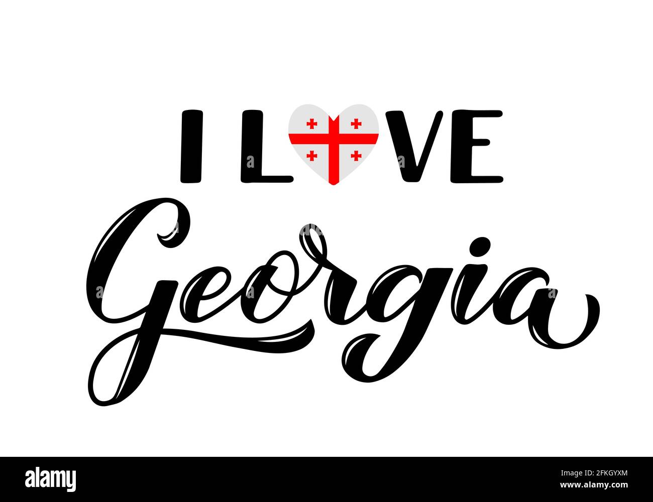 I love Georgia calligraphy hand lettering with national Georgian flag ...