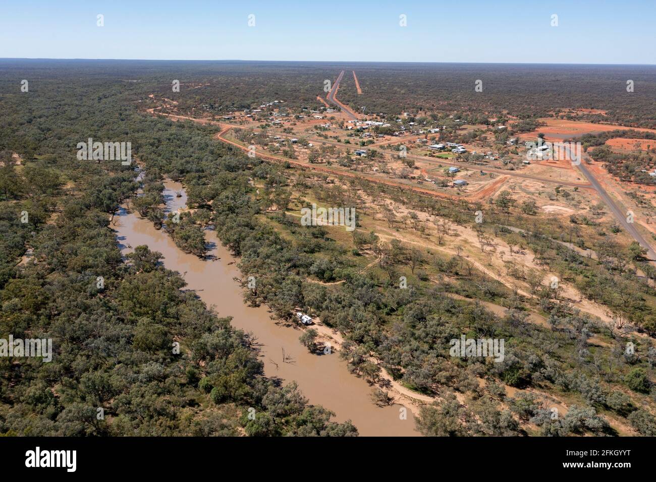 The far western town of Eula, Queensland and the Paroo river Stock ...