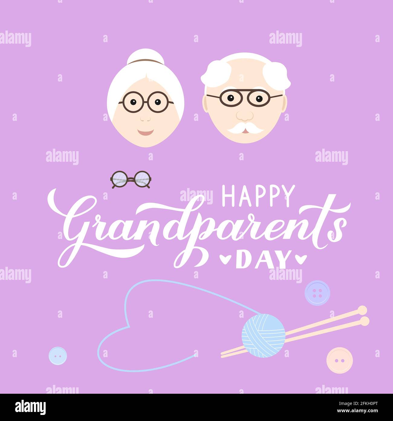 Happy Grandparents Day calligraphy hand lettering with cartoon ...
