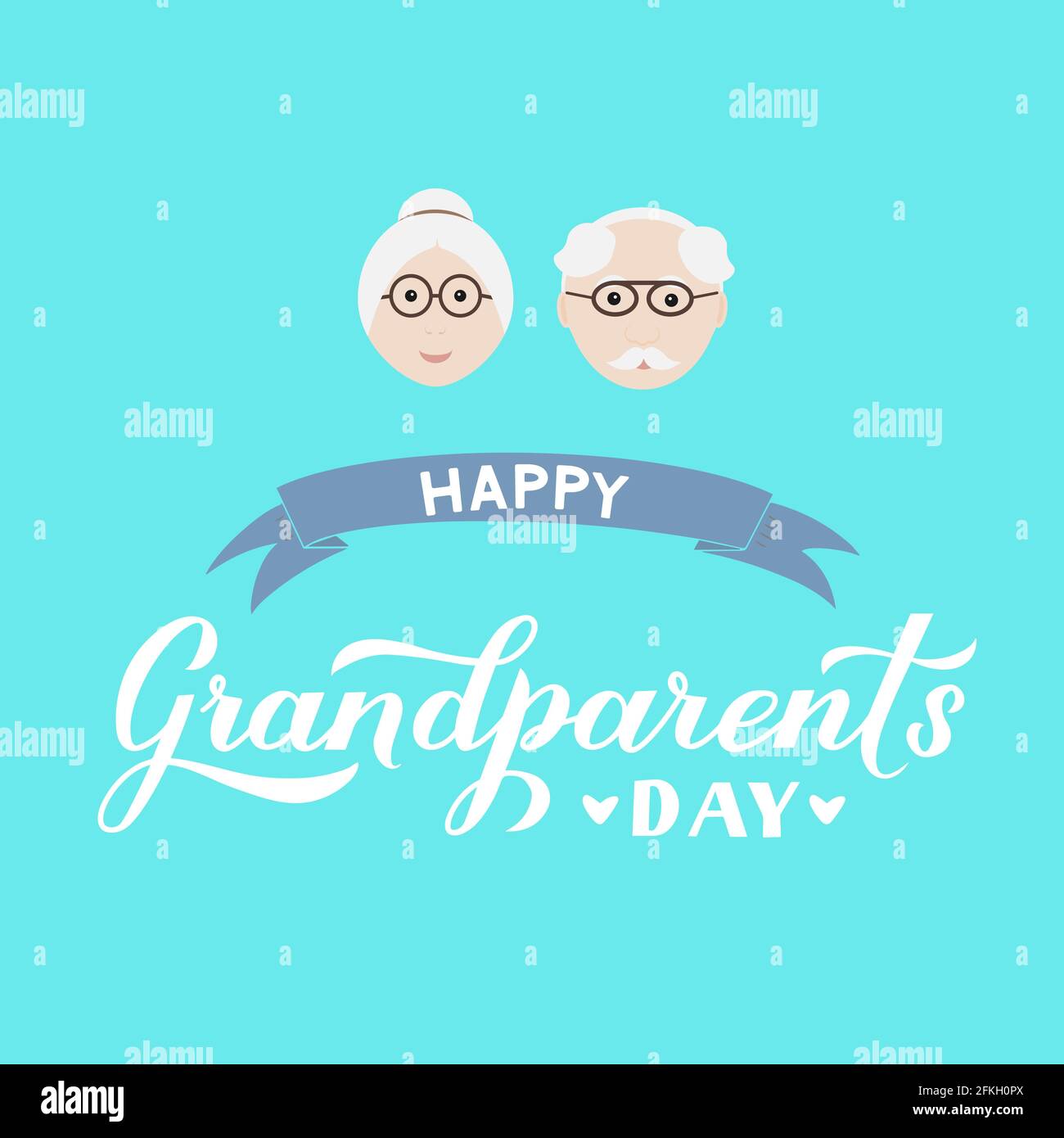 Happy Grandparents Day calligraphy hand lettering with cartoon ...