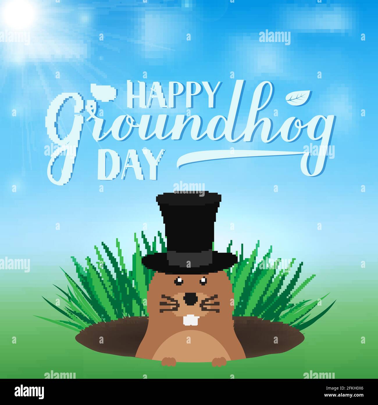Groundhog Day vector illustration with modern calligraphy hand ...