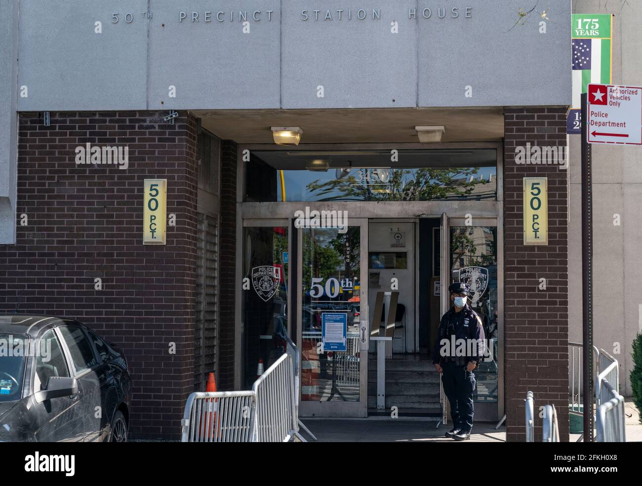 New York, NY - May 1, 2021: View of 50th Precinct where recent ...