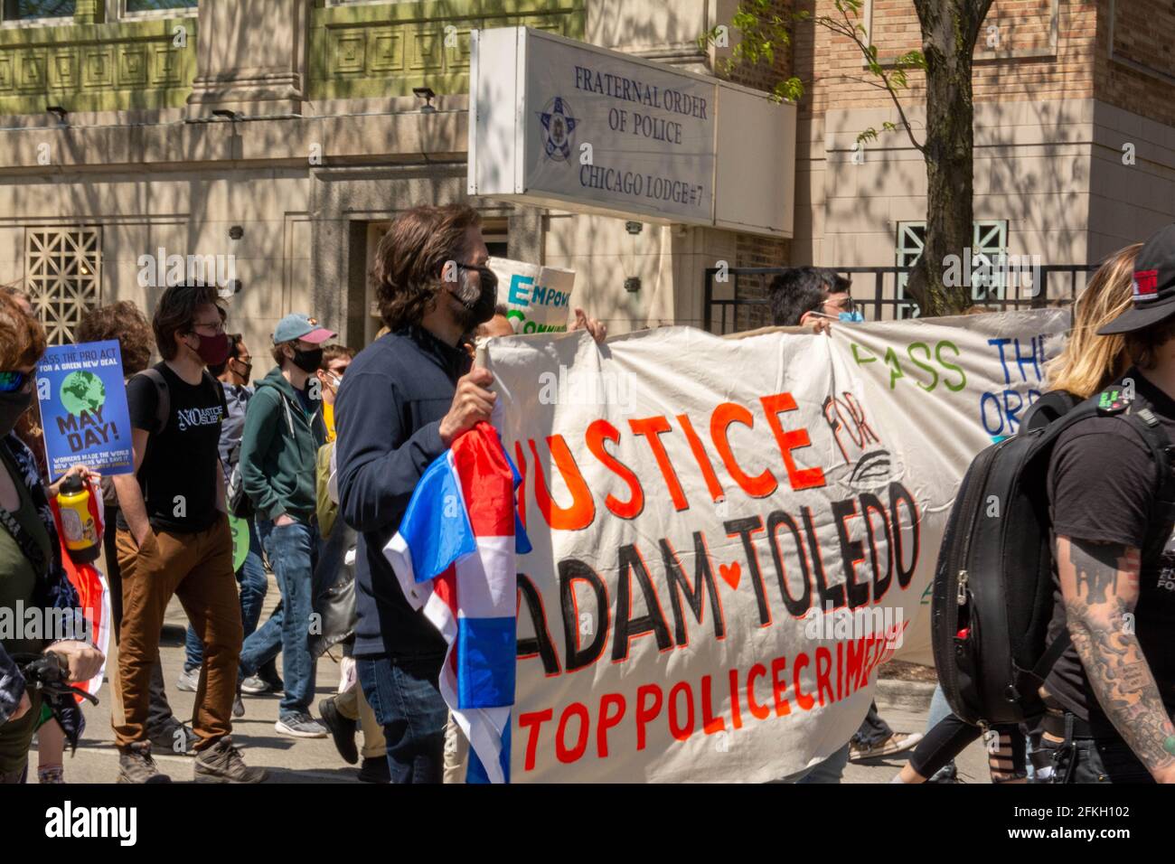 Chicago, IL, USA. 1st May, 2021. Protestors demanding justice for 13 ...