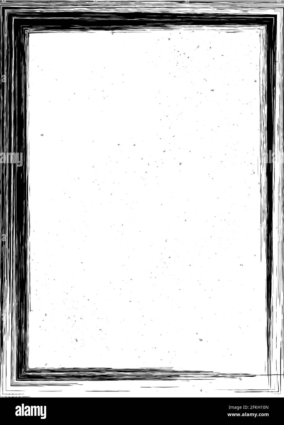 Hand drawn grunge frame. Rectangular textured border with copy space ...