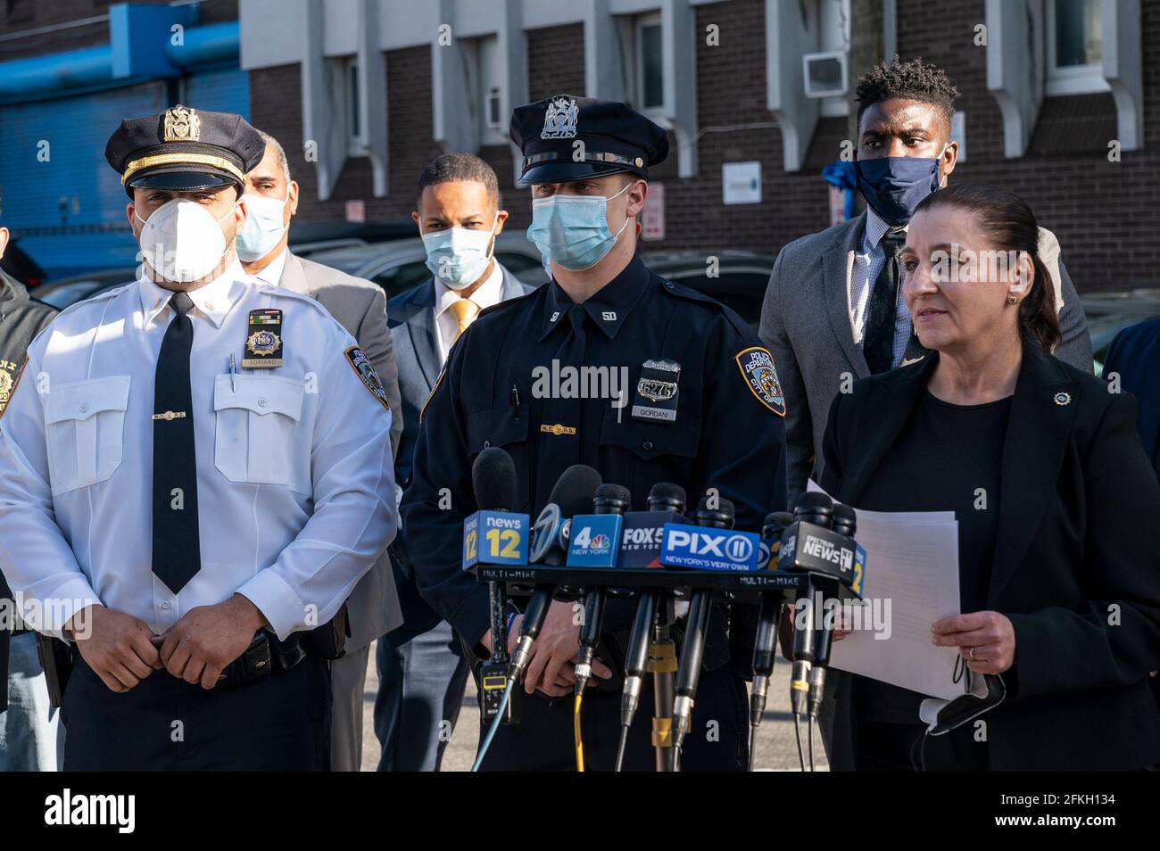 Press briefing by NYPD Deputy Inspector Jessica Corey at 50th Precinct ...