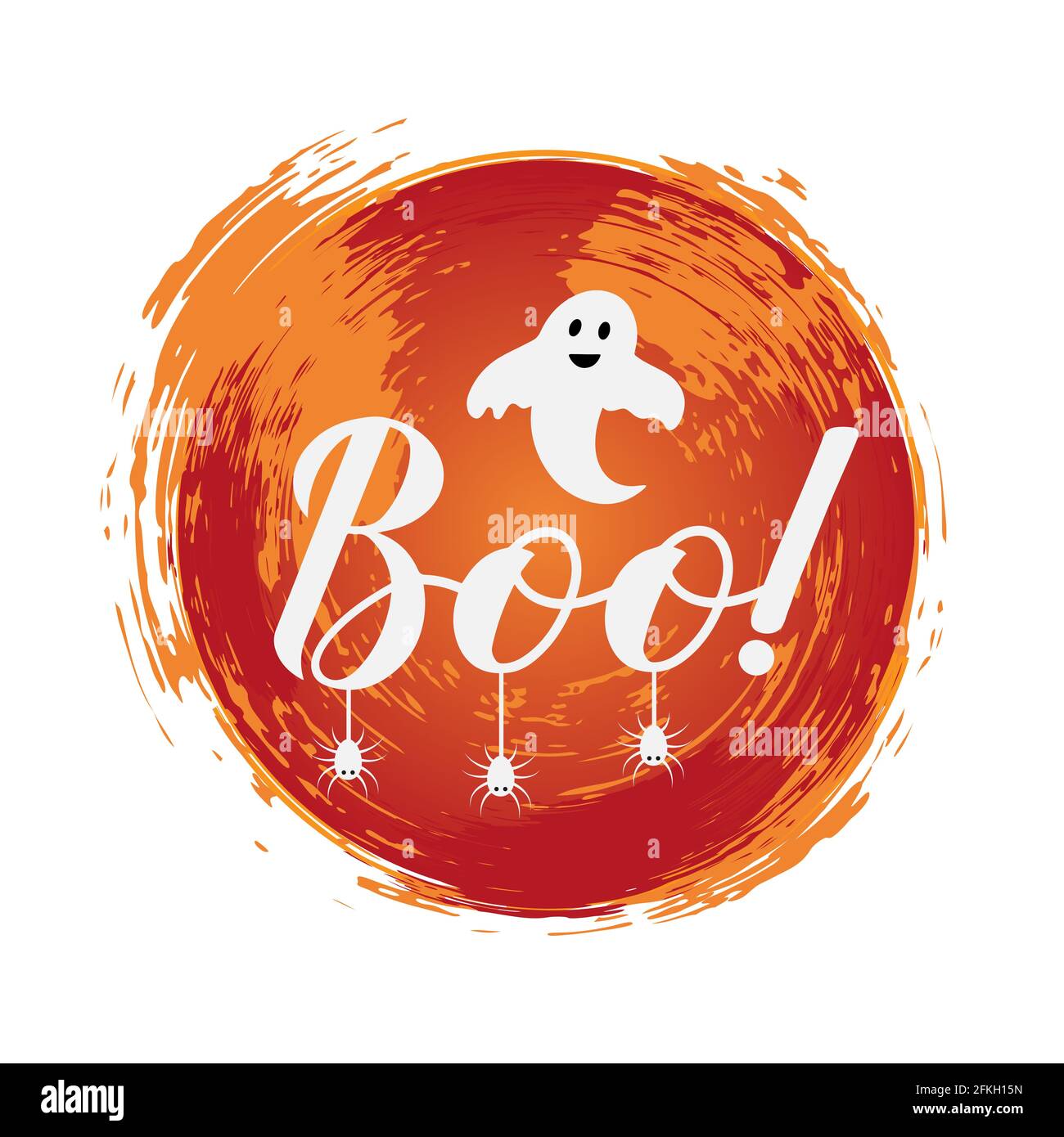Boo hand lettering with cute cartoon ghost and spiders. Easy to edit ...