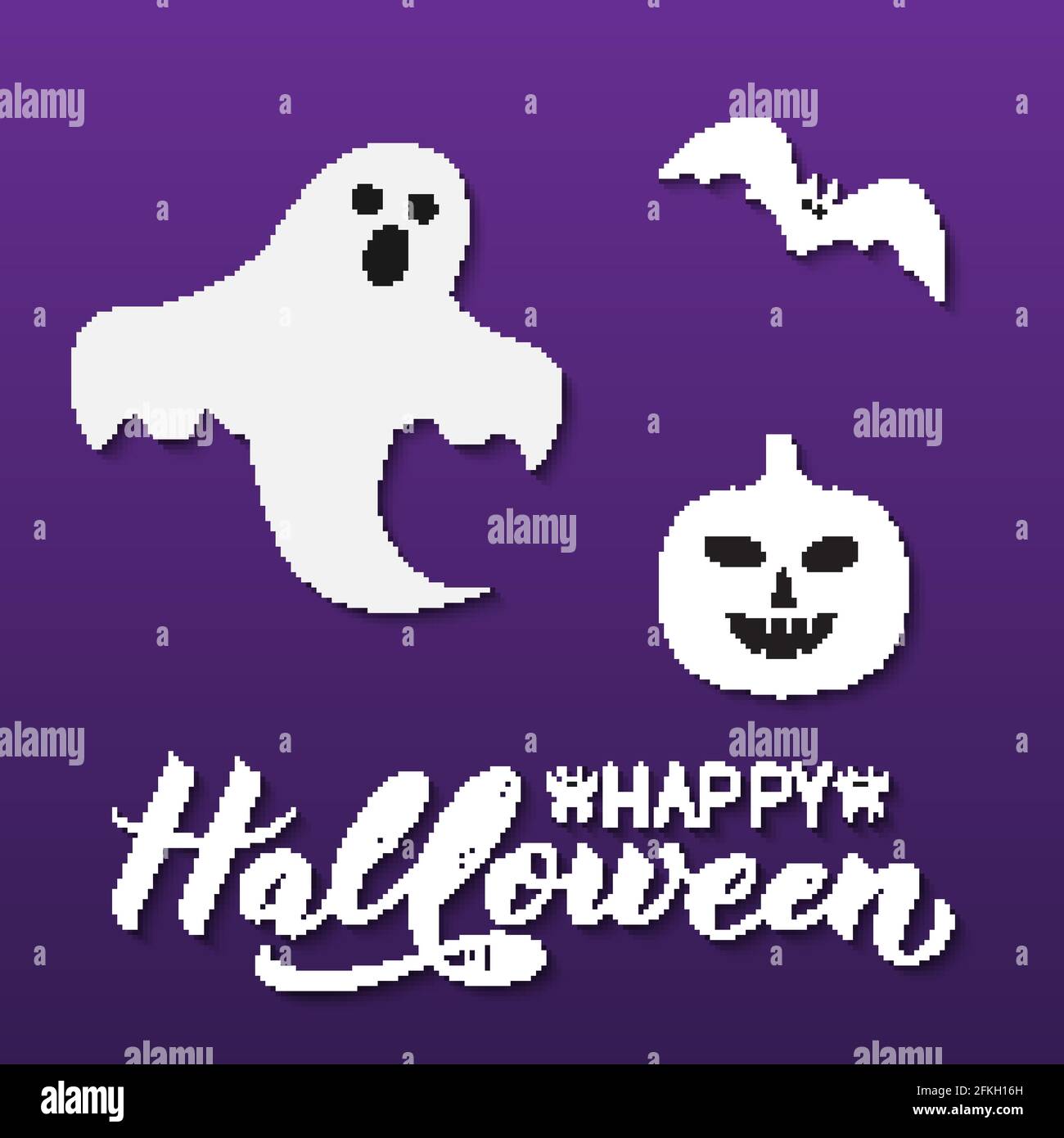 Happy Halloween calligraphy hand lettering with silhouette of pumpkin ...