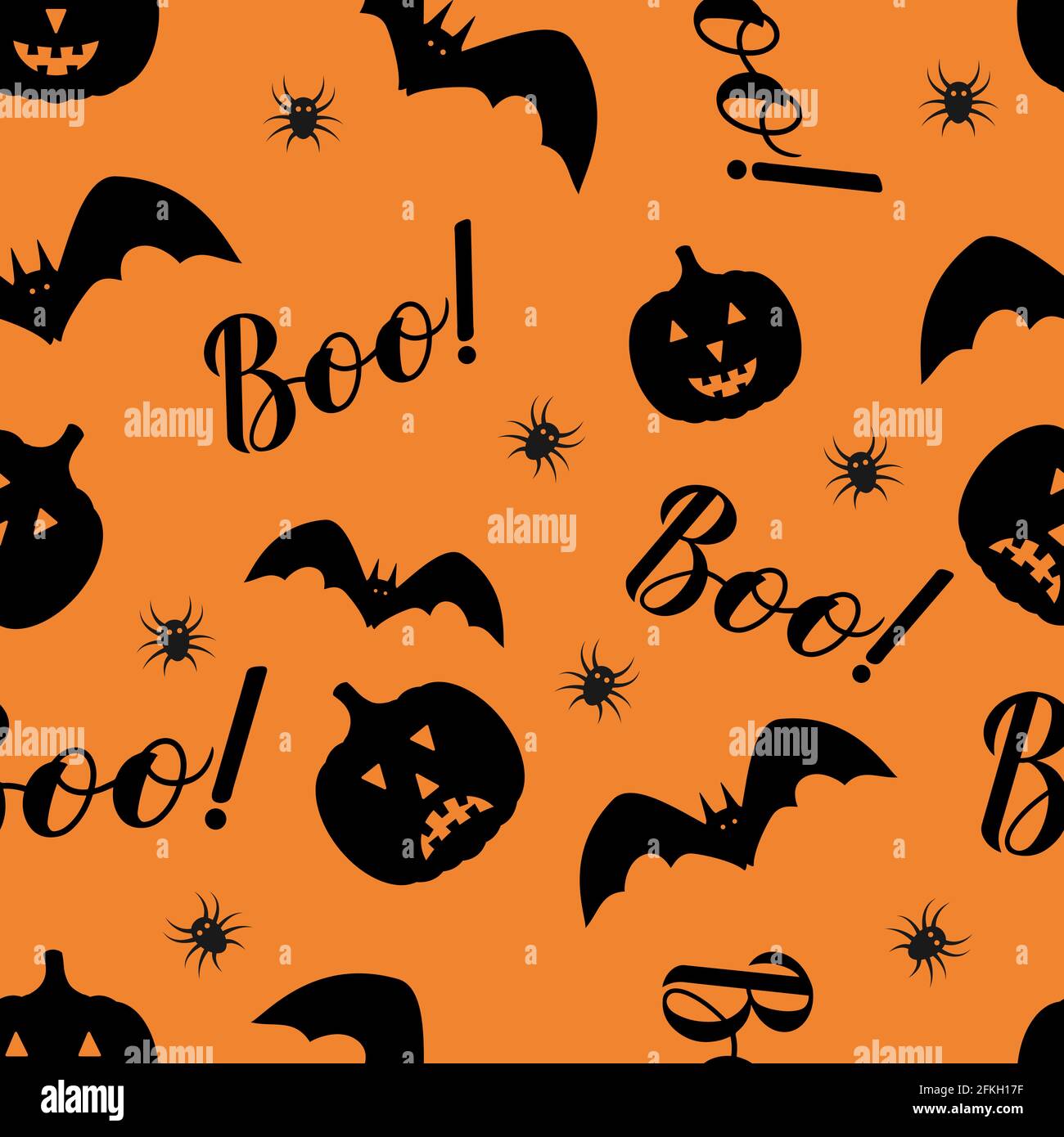 Halloween seamless pattern with cute cartoon pumpkins, bats and ...