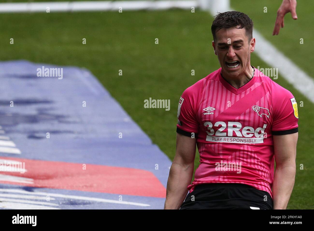 Swansea, UK. 01st May, 2021. Tom Lawrence of Derby county celebrates ...