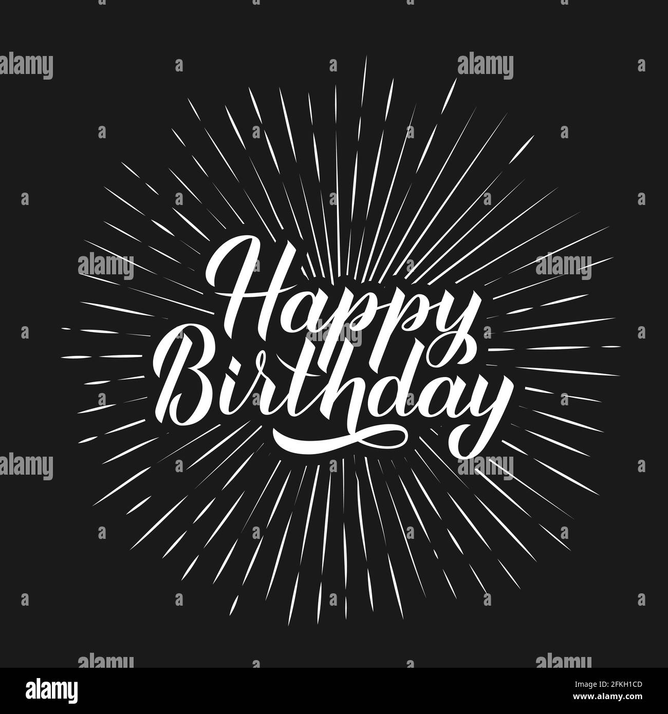 Happy Birthday hand drawn brush calligraphy lettering. Birthday or ...