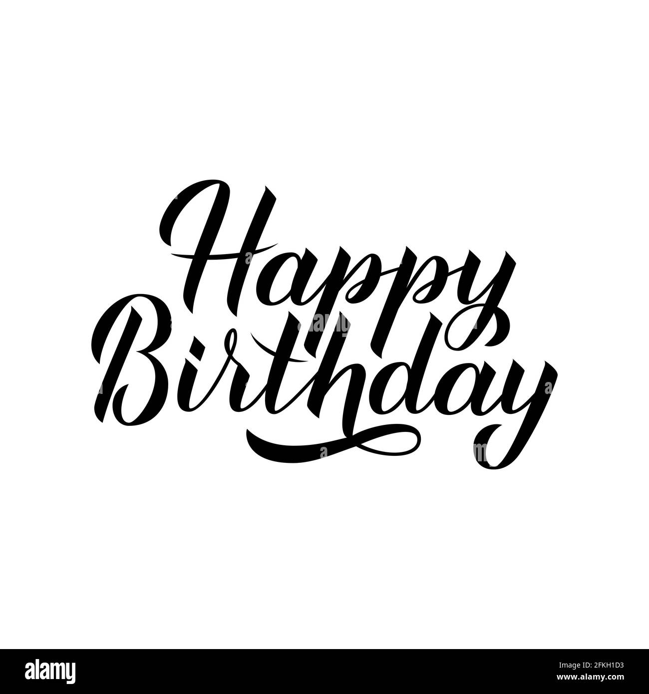 Happy Birthday hand drawn brush calligraphy lettering isolated on white ...