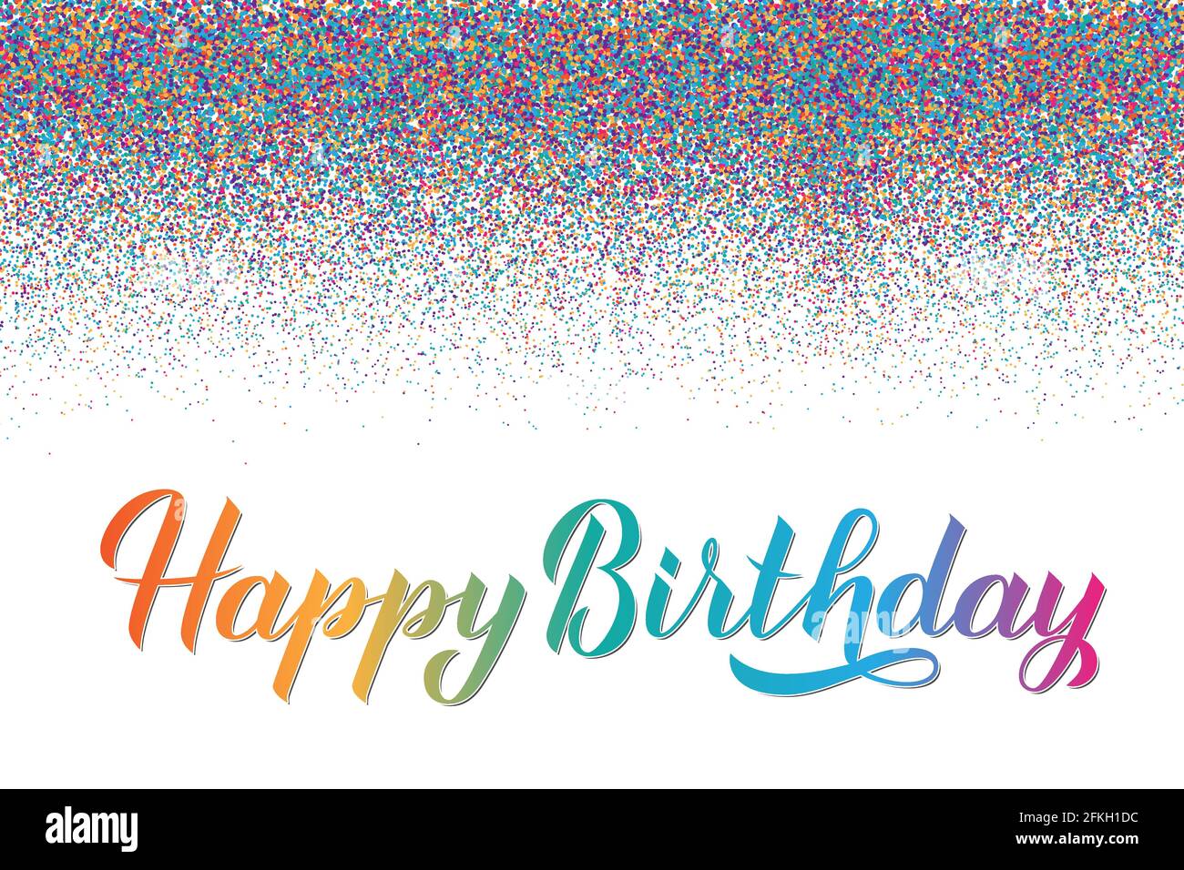 Happy Birthday hand drawn brush calligraphy lettering with colorful ...