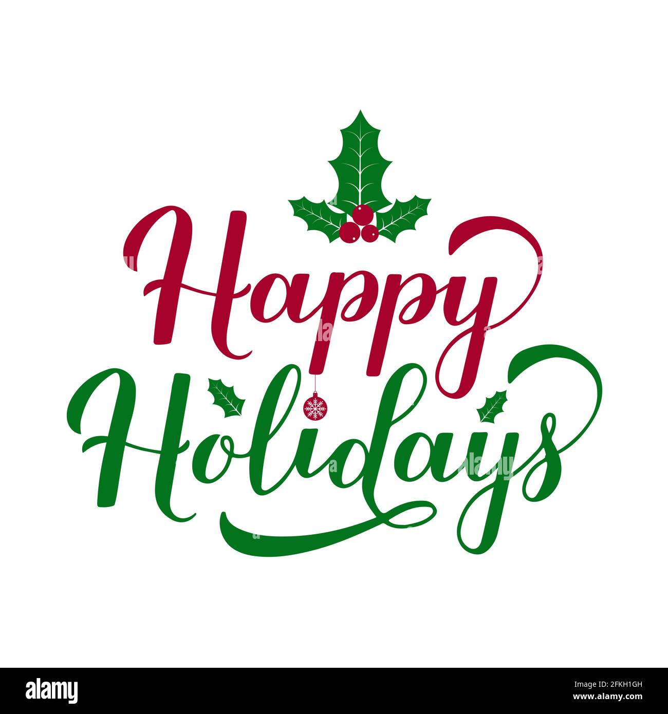 Happy Holidays calligraphy hand lettering isolated on white. Merry ...