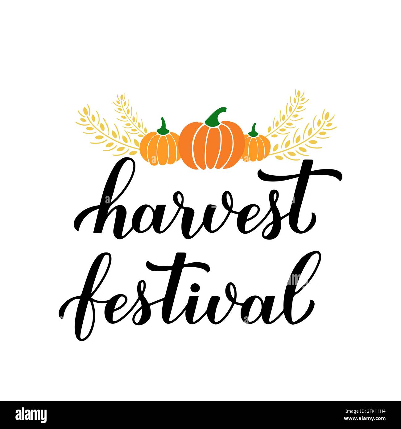 Harvest festival calligraphy lettering with hand drawn pumpkins and ...