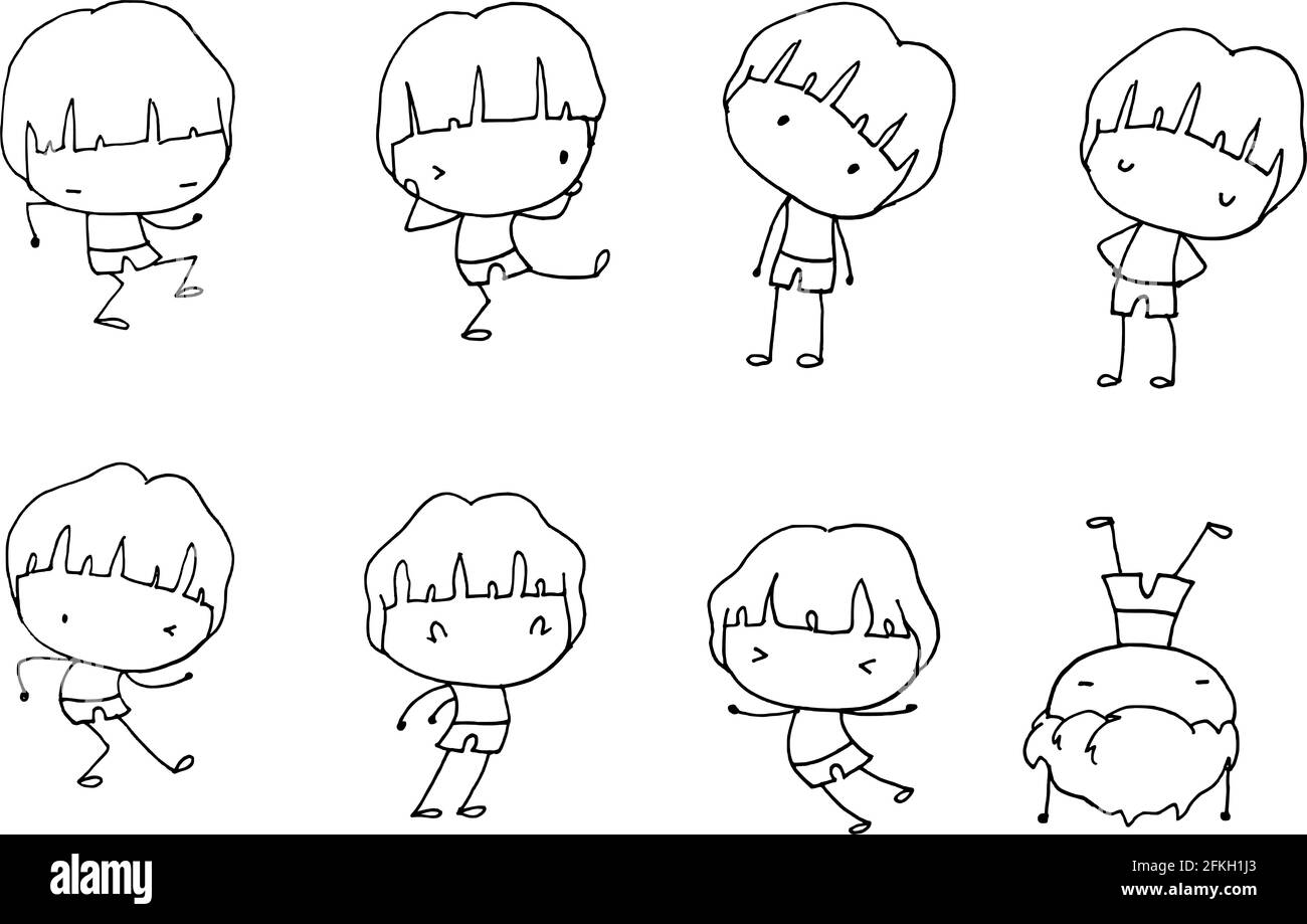 cartoon boys action set Stock Photo - Alamy