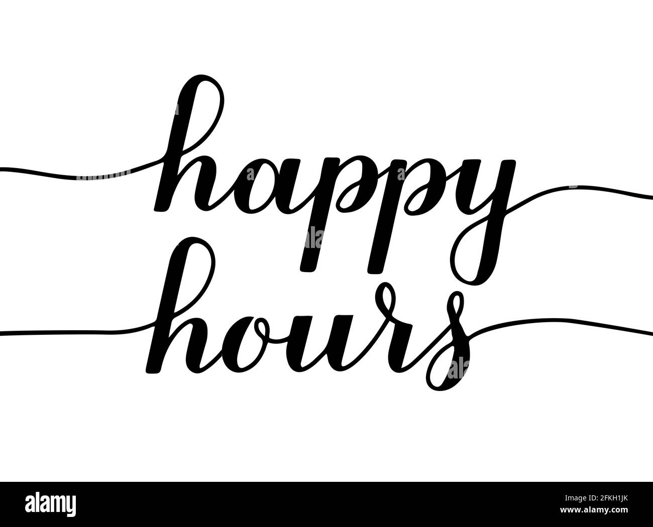 Happy Hours calligraphy hand lettering isolated on white. Special offer ...