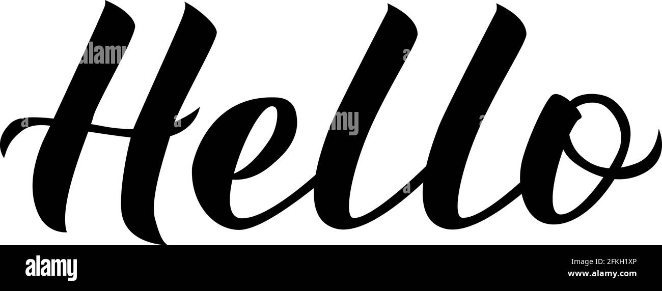 Hello calligraphy lettering isolated on white. Hand drawn typography ...